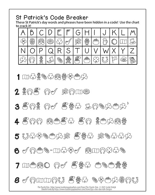 The Puzzle Den: St Patrick's Day Code Breaker - free puzzle
