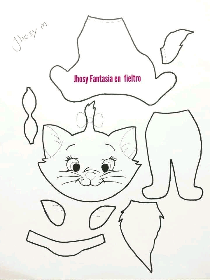 Gata marie com molde para imprimir | Molde para imprimir