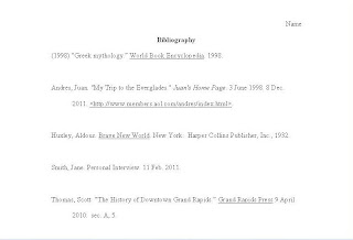 Miss Brown's English Language Arts: Bibliography Test Answer Key