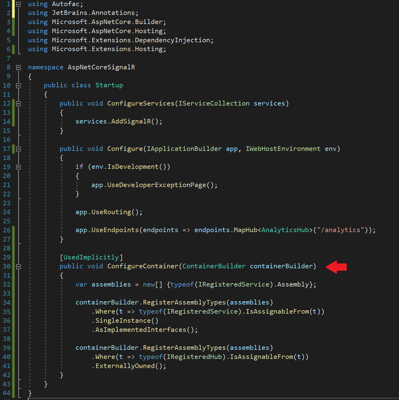Autofac For Signalr Using Aspnet Core Version 50 6820