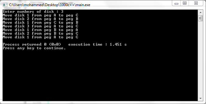 Programmers Area: C++ program to solve Tower of Hanoi