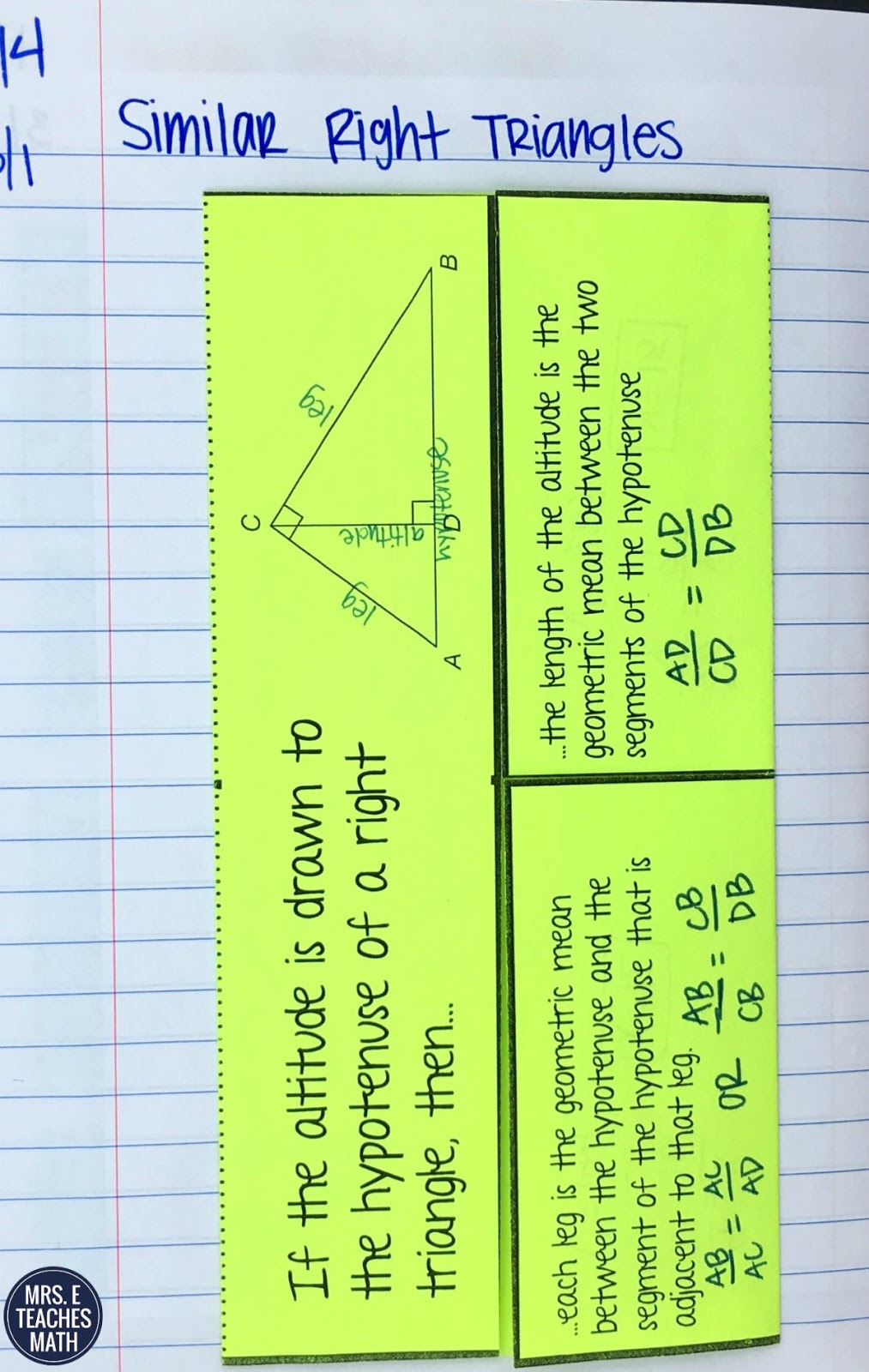Triangle Similarity INB Pages | Mrs. E Teaches Math