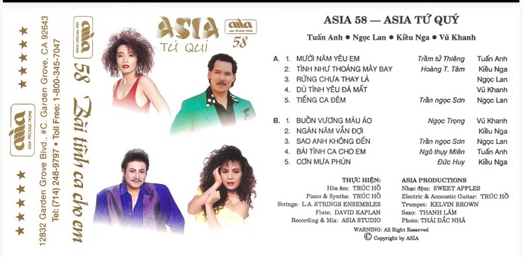 Asia 58 - Asia Tứ Quý - Bài Tình Ca Cho Em ~ Cover Nhạc Việt
