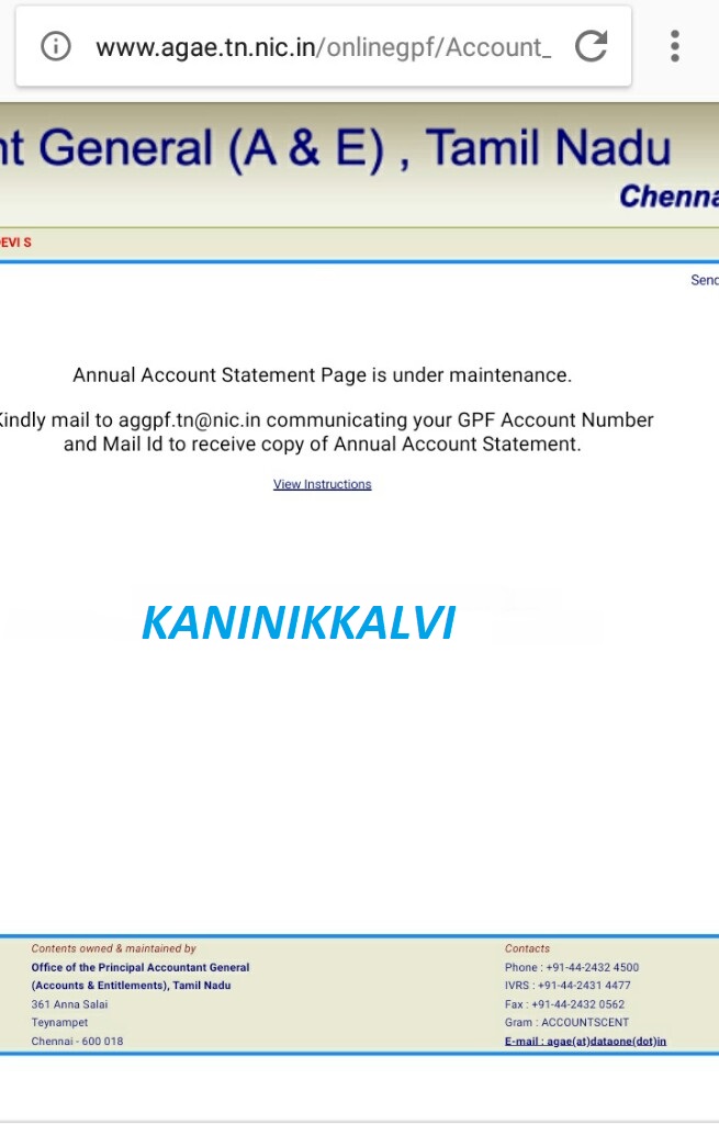 GPF-Annual Account Statement Page is under maintenance. - kaninikkalvi