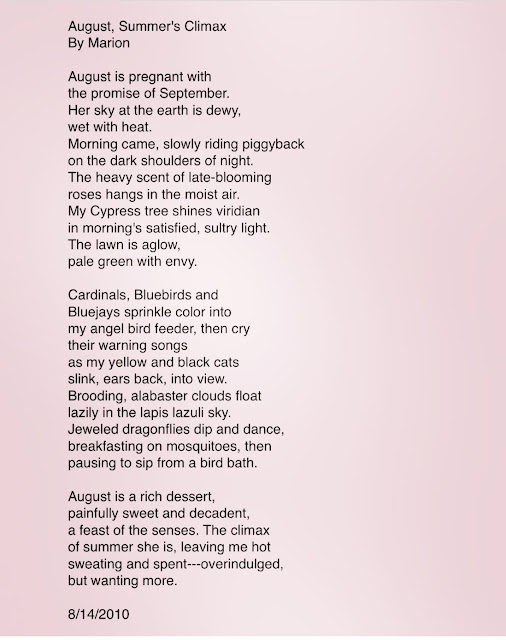 Dragonfly's Poetry & Prolixity: August, Summer’s Climax by Marion
