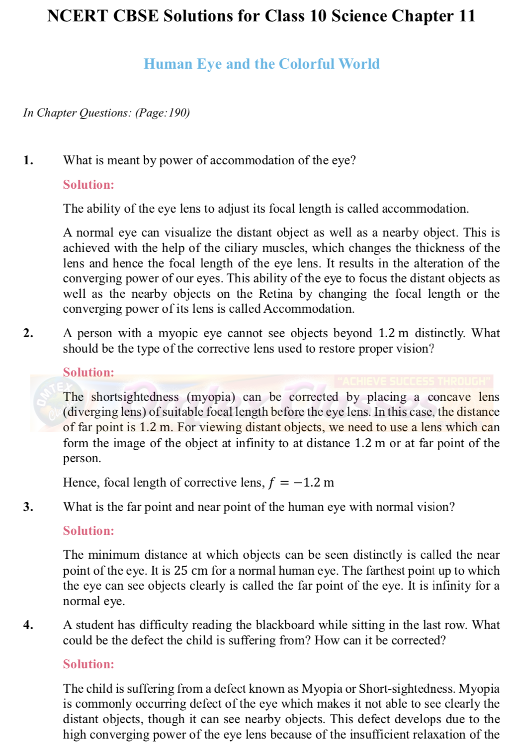 OMTEX CLASSES (k): NCERT CBSE Solutions for Class 10 Science Chapter 11 ...