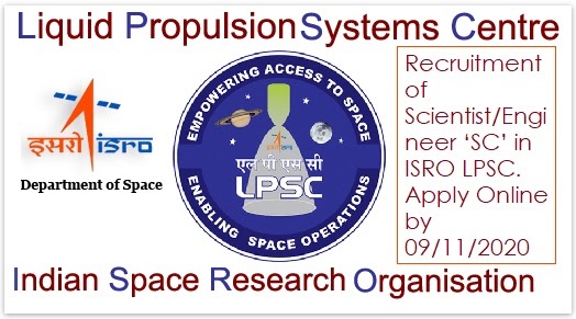 ISRO LPSC Scientist-Engineer Vacancy Recruitment 2020