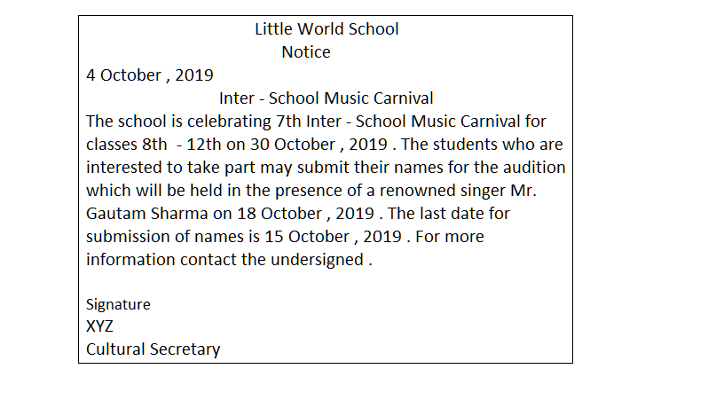 Notice Writing Format with Examples ( Notice writing )