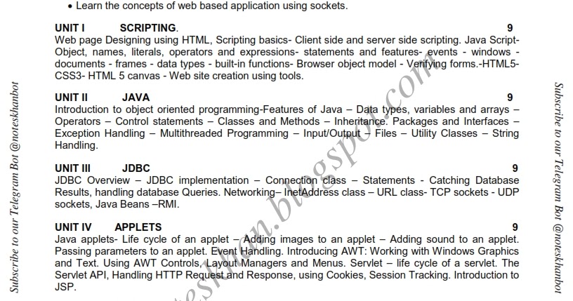 IT6503 WEB PROGRAMMING Syllabus Semester V IT BTECH Anna University ...