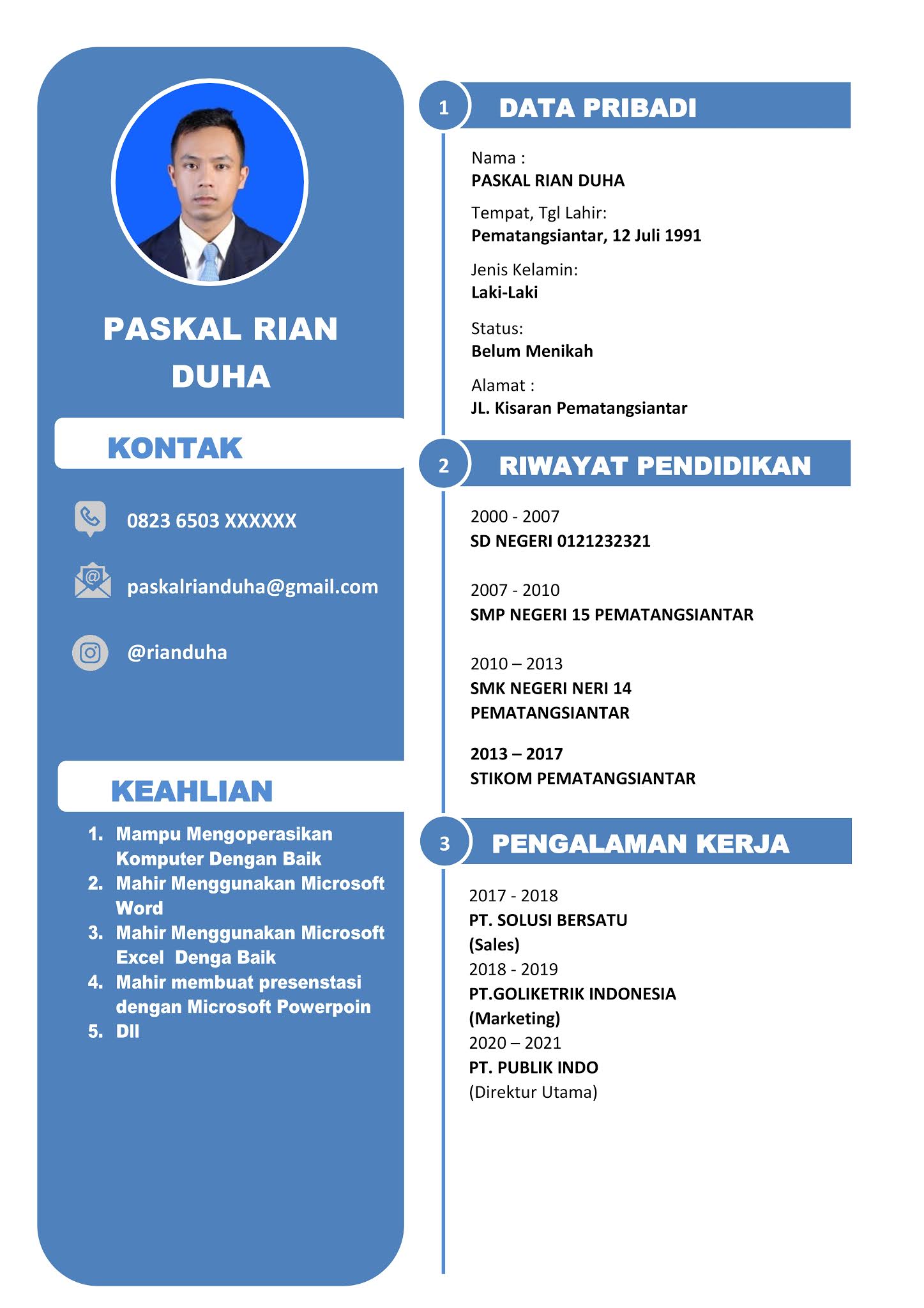 Download CV Lamaran Kerja Kreatif Gratis Yang di SUkai HRD | Format ...