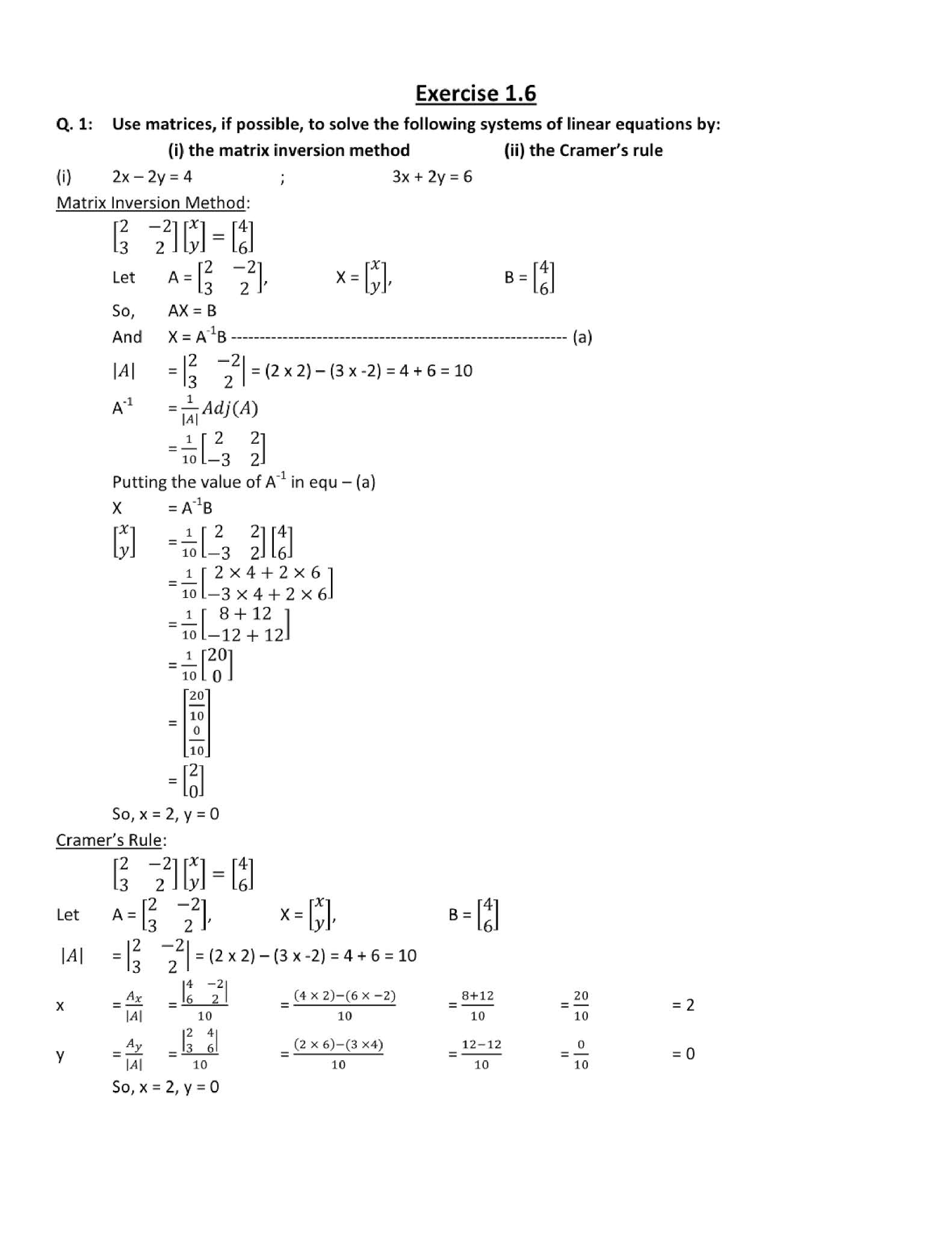9th Class Math Notes Exercises 1.6 - Drinvo old