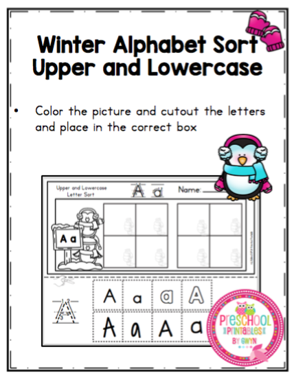 Winter Alphabet Sort "No Prep" ~ Preschool Printables