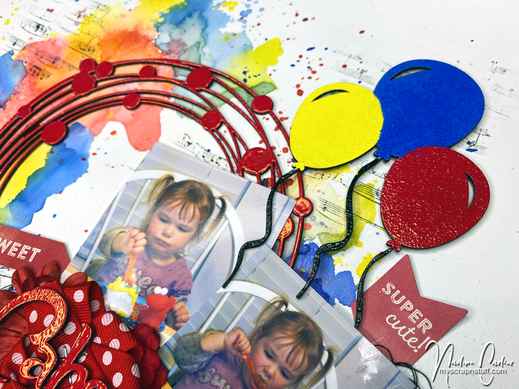 A Bright & Fun Birthday Scrapbook Layout ~ Nadine Carlier