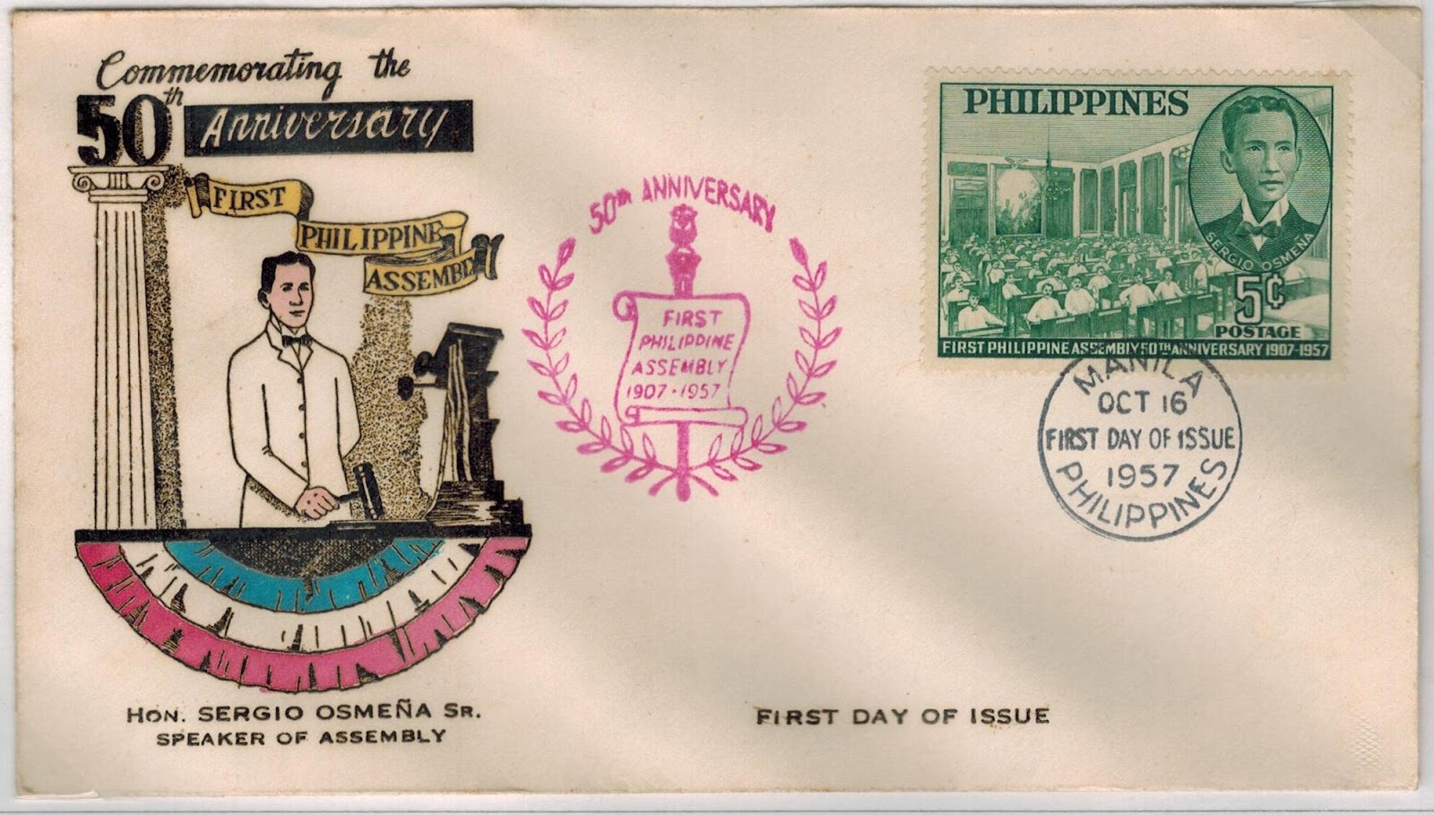 Philippine Republic Stamps : 1957 50th Anniversary of the First ...