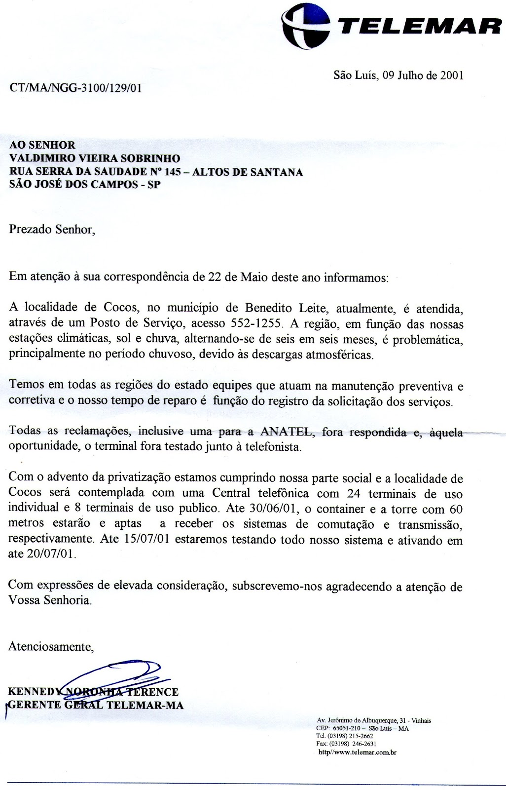 Modelo De Carta Para Reclamação - NAZAEDU
