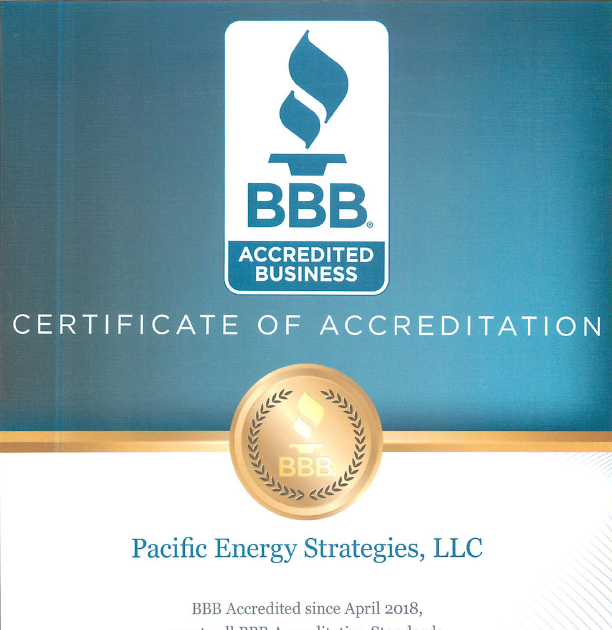 PACIFIC ENERGY STRATEGIES LLC!: BBB Certificate of Accreditation