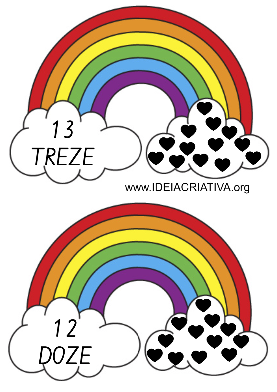 Flash Cards Número e Quantidade Jogo Arco-íris