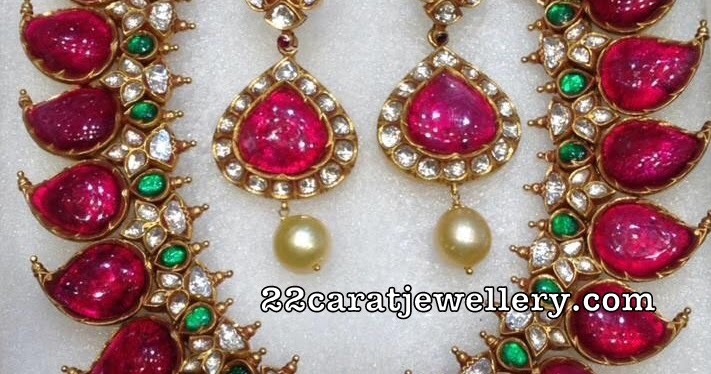 Large Cabochon Rubies Mango Set - Jewellery Designs