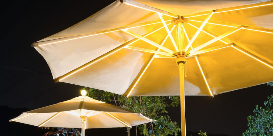 LED Lighting: NI LED Parasol: No Darkness at Beach Night Any Longer