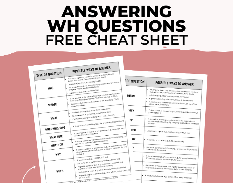 Free Printable Answering WH Questions Cheat Sheet | And Next Comes L ...