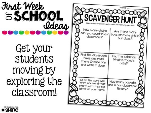 First Week Of School Ideas - All Students Can Shine