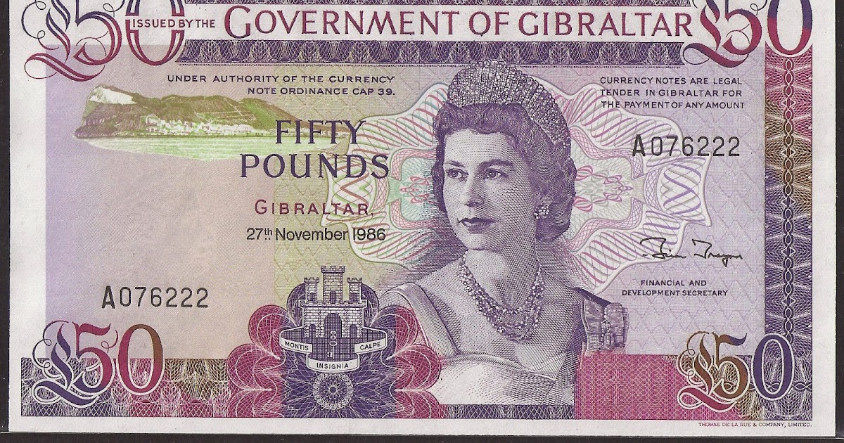 Gibraltar 50 Pounds banknote 1986 Queen Elizabeth II|World Banknotes ...