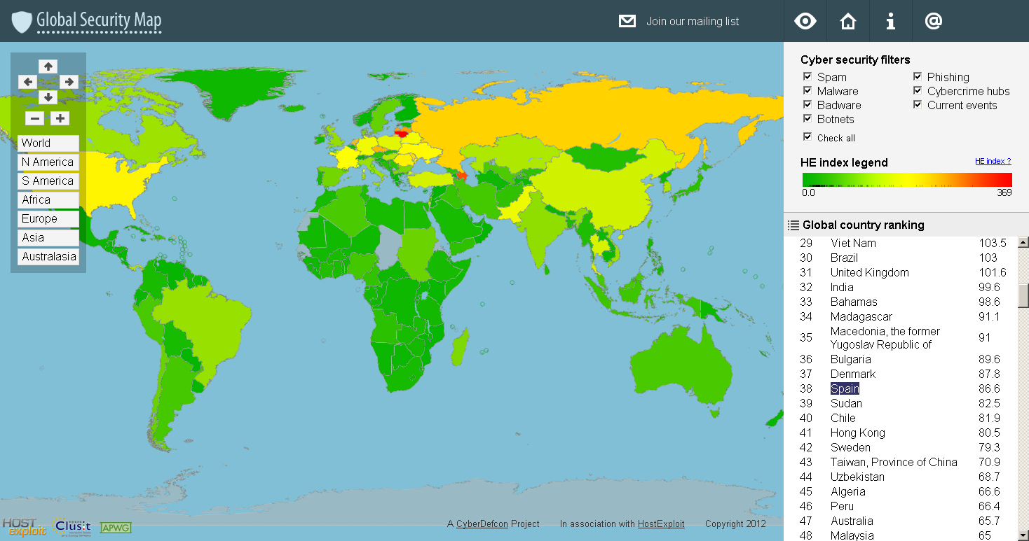 España en el puesto 38 de los países más peligrosos de Internet ...