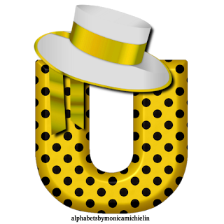 M. Michielin Alphabets: 2 - YELLOW POLKA DOTS HAT ALPHABET PNG