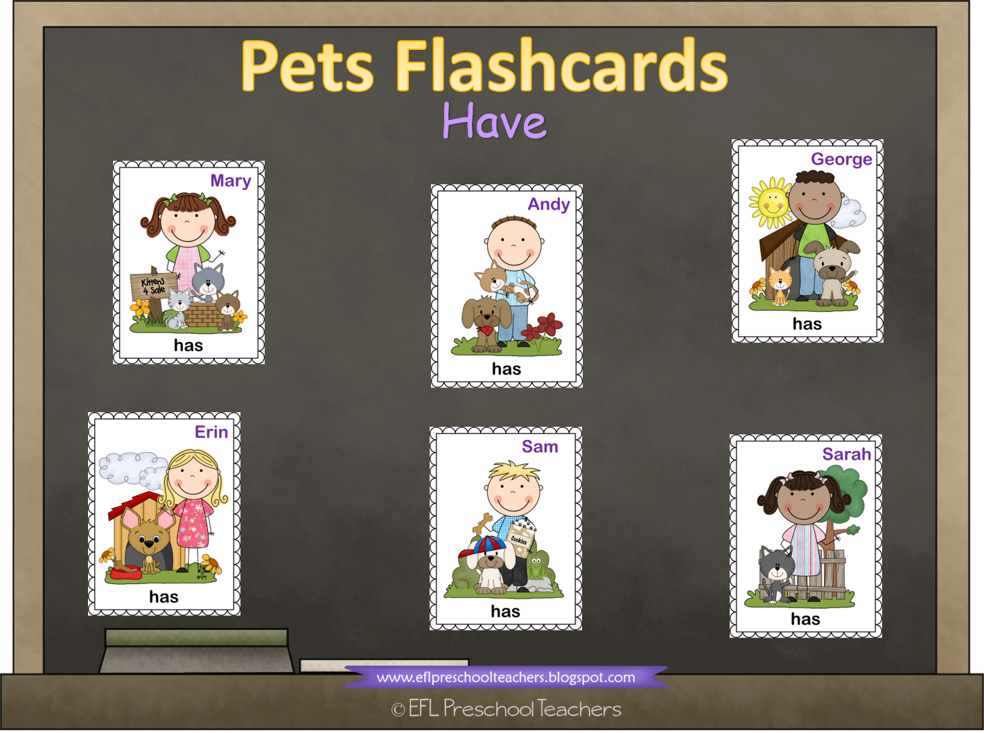 ESL/EFL Preschool Teachers: Pets unit Flashcards for Kindergarten ...