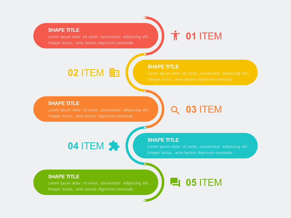Vertical Wave List PowerPoint Templates - PowerPoint Free