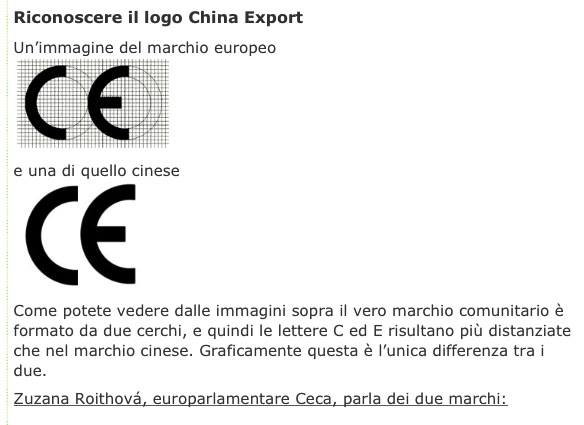 Il mondo di Corinne: Logo CE e China Export