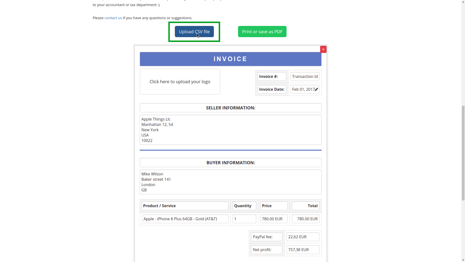 Fake Paypal Payment Generator - Invoice Template