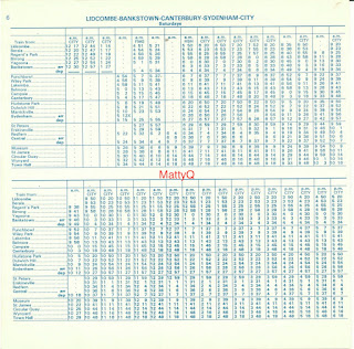 Sydney Connections: Timetable Tuesday: 1990 Bankstown Line