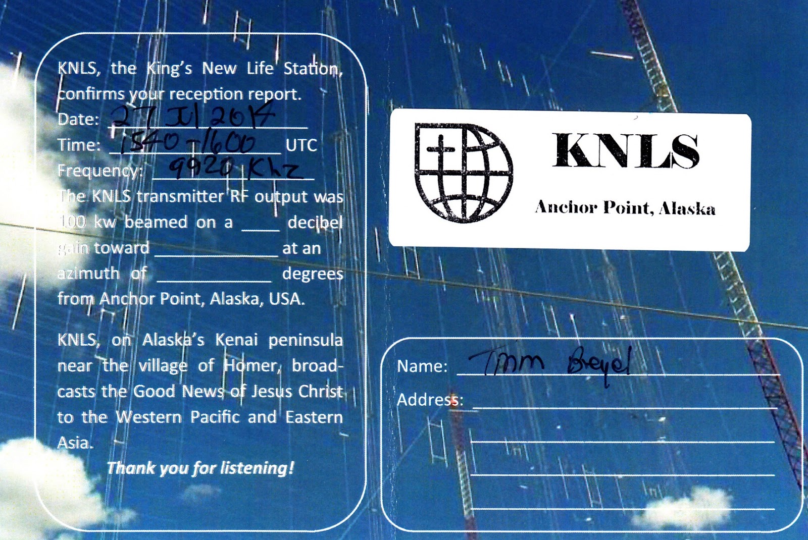 SOUTH EAST ASIA DXING: KNLS (Anchor Point, Alaska)