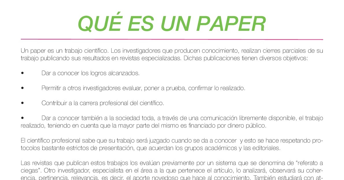 Física para Radiólogos 2º año - FADEI: ¿Qué es un Paper?