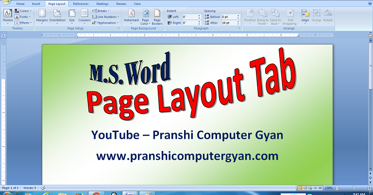 M S Word Page Layout Tab Themes Page Setup Page Background M S Word Page Layout Tab Themes Page Setup Page Background