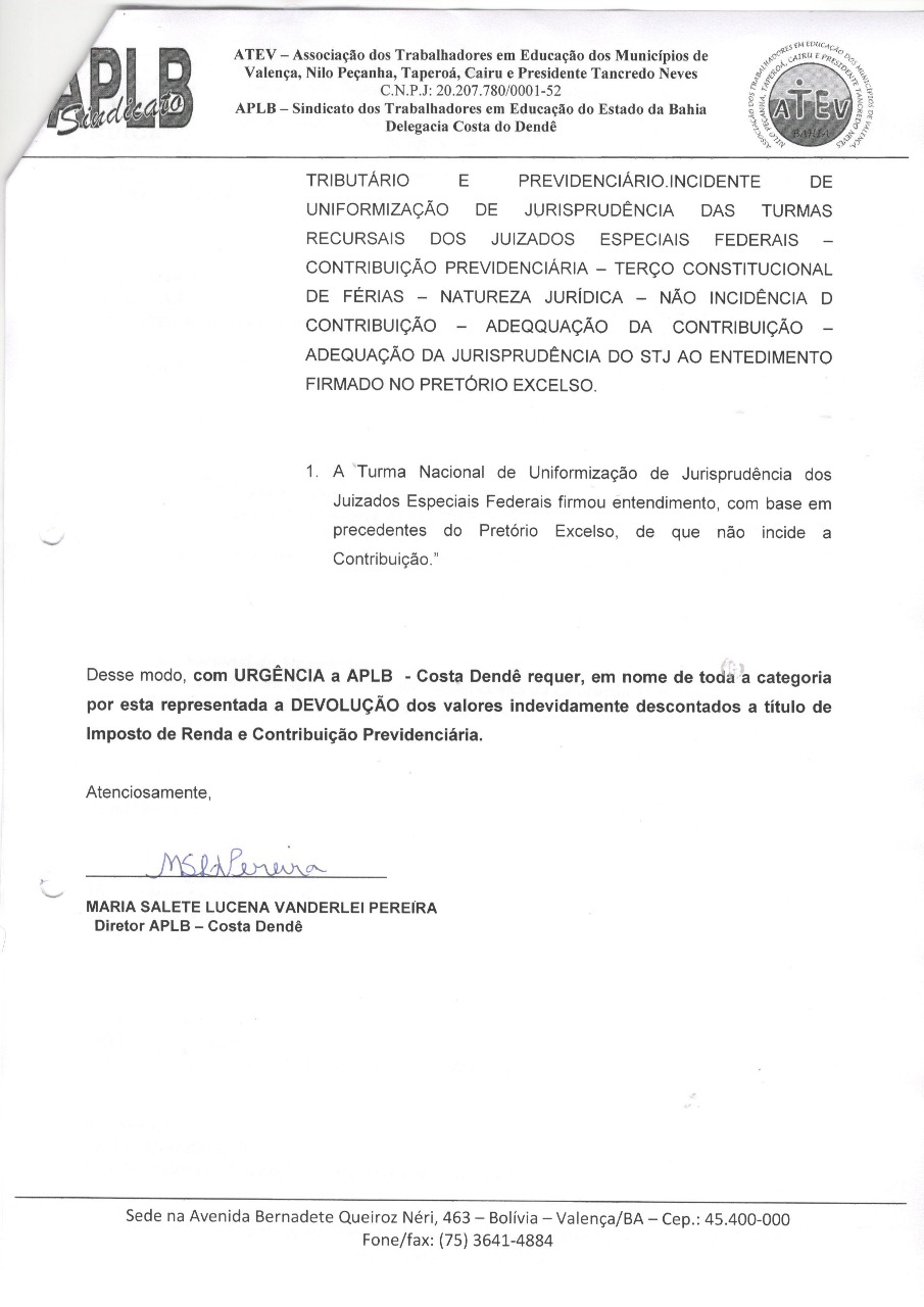 APLB COSTA DO DENDÊ : APLB envia ofício à Prefeitura pedindo devolução ... APLB COSTA DO DENDÊ : APLB envia ofício à Prefeitura pedindo devolução ...