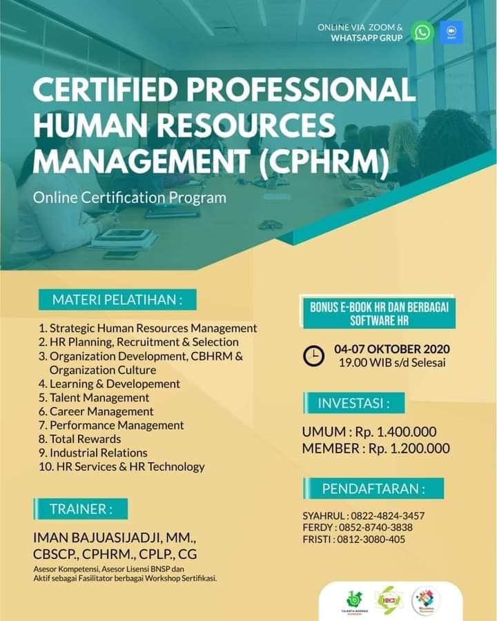 CERTIFIED PROFESSIONAL HUMAN RESOURCES MANAGEMENT (CPHRM) [04-07 / 10 ...