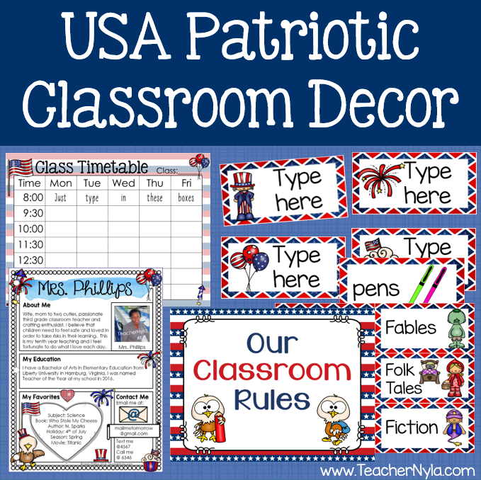 Nyla's Crafty Teaching: USA Patriotic Classroom Decor