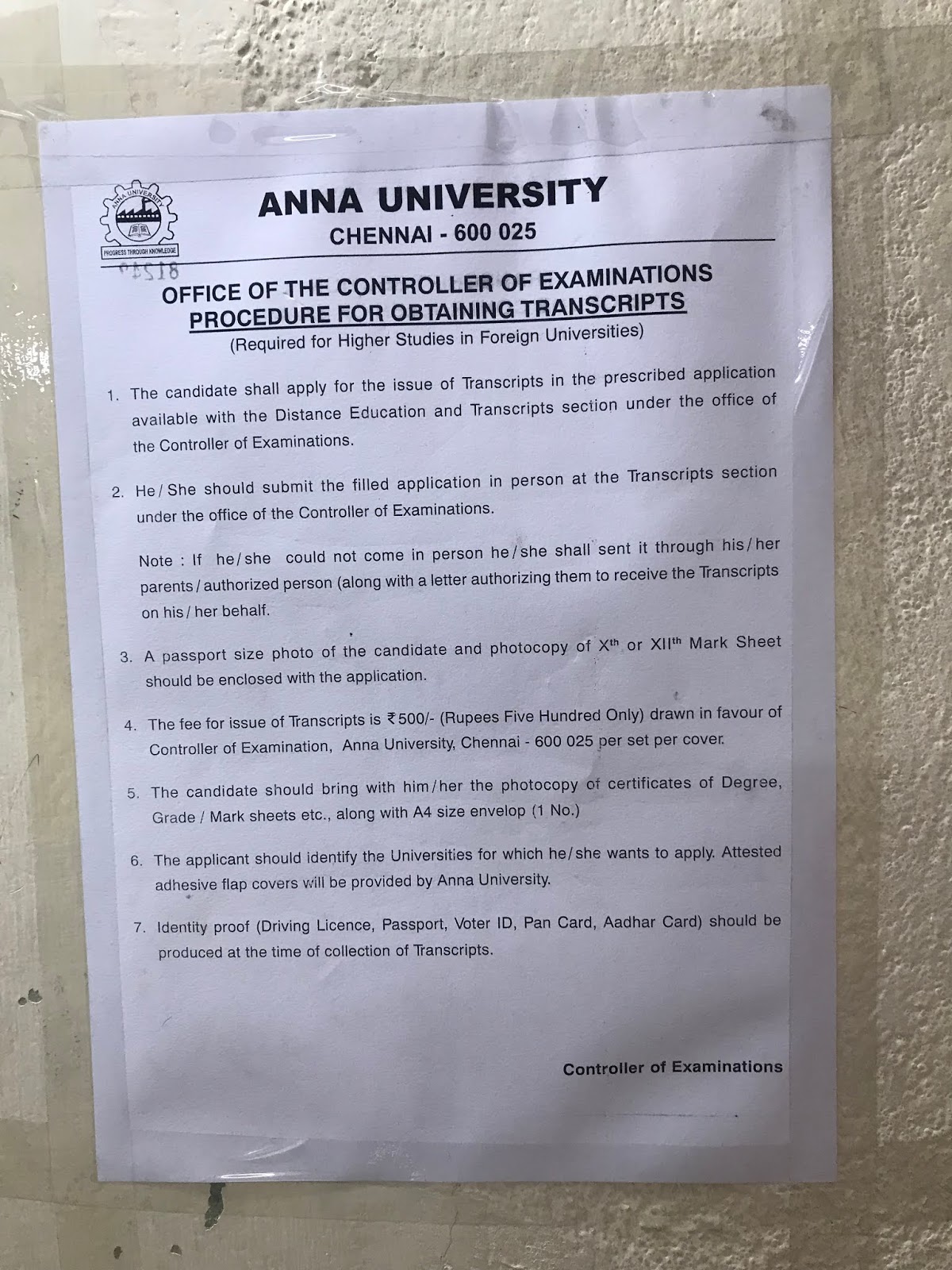 WES Transcript application procedure for Anna University ~ Blog of Plots