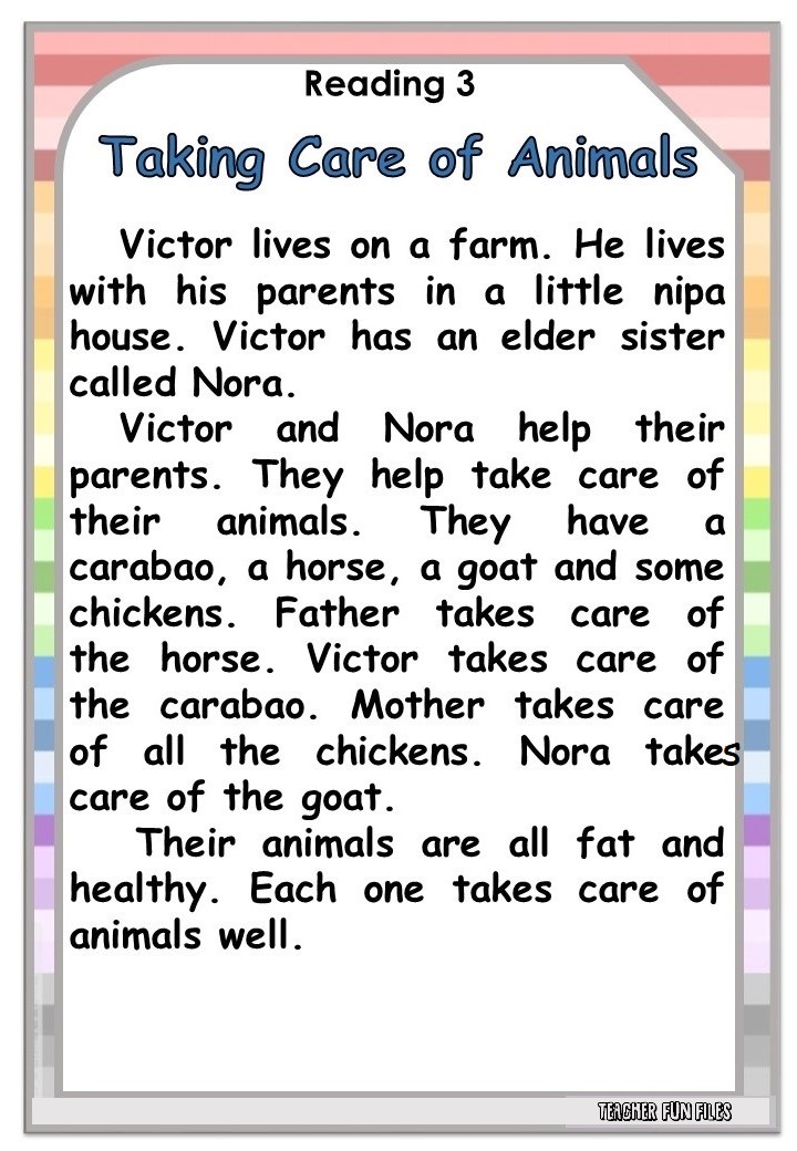 Teacher Fun Files: English Stories with Reading Comprehension Questions