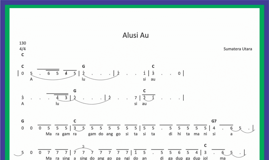 Not Angka Lagu Alusi Au - SEKITAR MUSIK