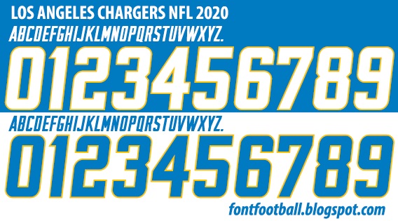 FONT FOOTBALL: Font Vector Los Angeles Chargers NFL 2020 kit