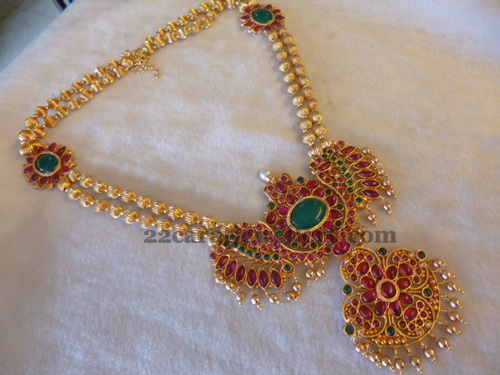 Gold Plated Ruby Temple Set - Jewellery Designs