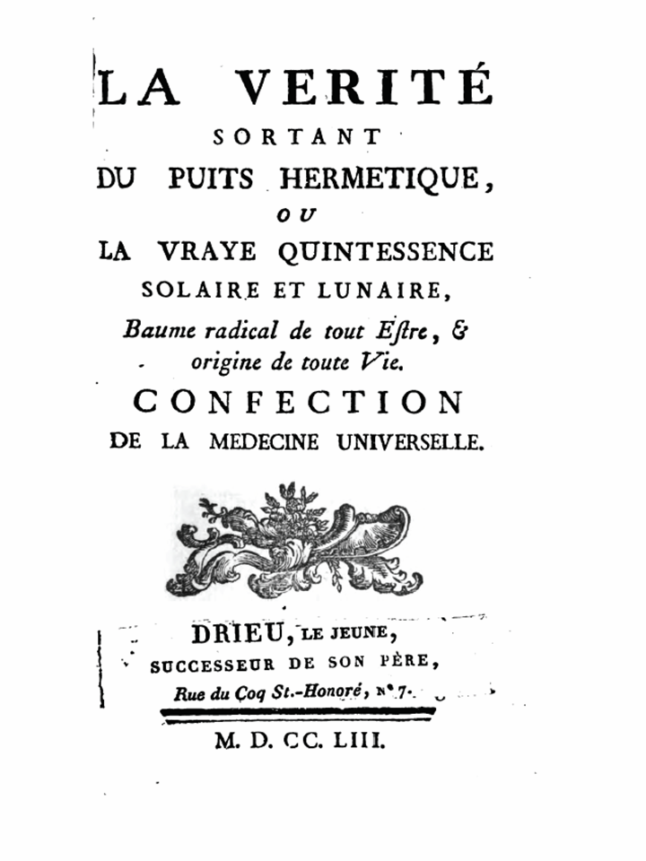 Le Miroir Alchimique: PHILOVITE COSMOCOLE La vérité sortant du puits ...