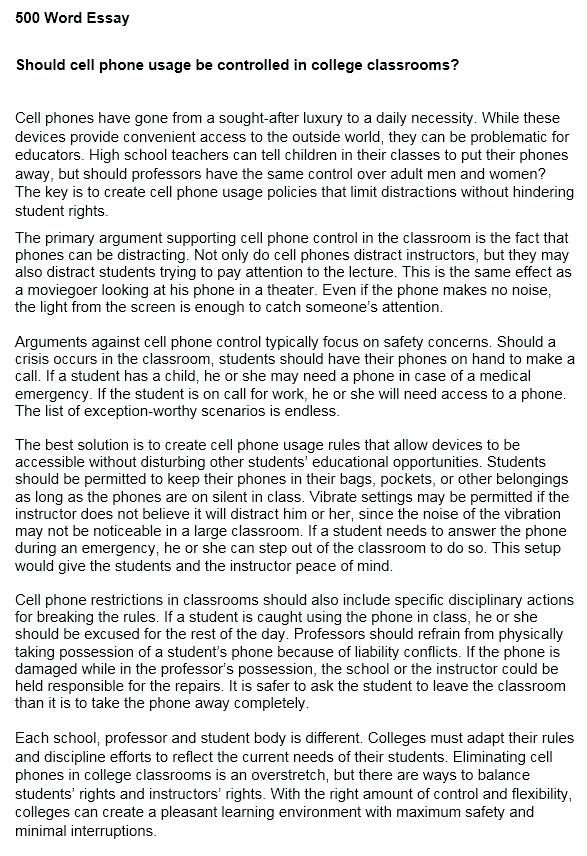 Example Of 500 Word Essay ~ Resume Letter
