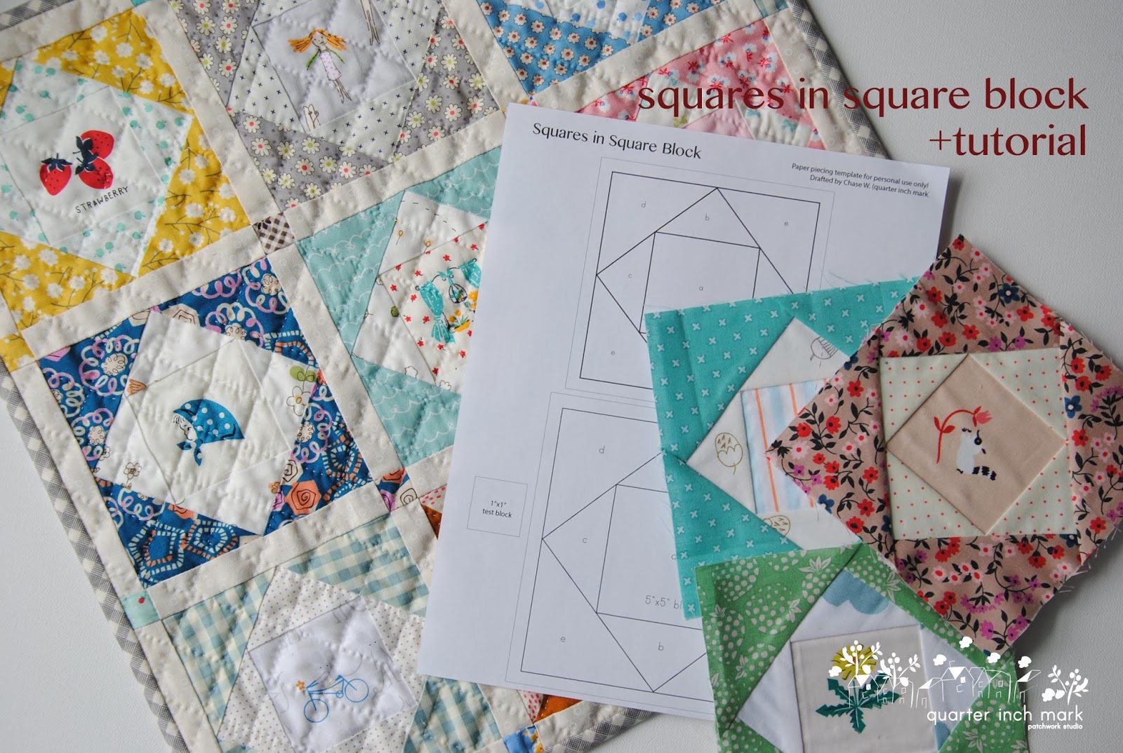 1/4" mark: squares in square block templates + tutorial