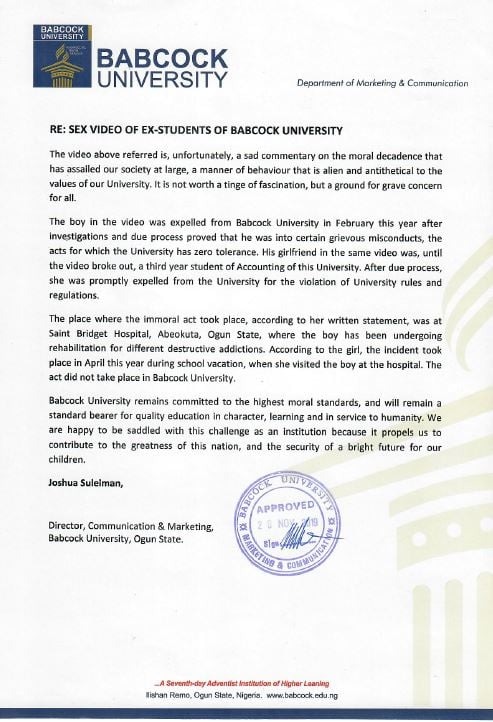 Babcock University Student Leaks S£x Tape With Fellow Student | DejiKing Concepts Enterprises