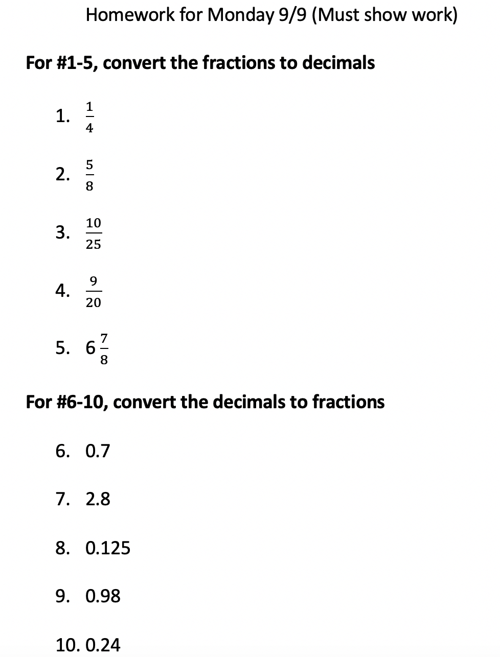 Mrs. Bushek's 6th Grade Math Class: Fraction to Decimal and Decimal to ...