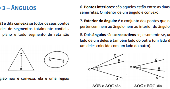 [RESUMO] CAPÍTULO 3 - ÂNGULOS - GEOMETRIA PLANA - Reforço de Matemática